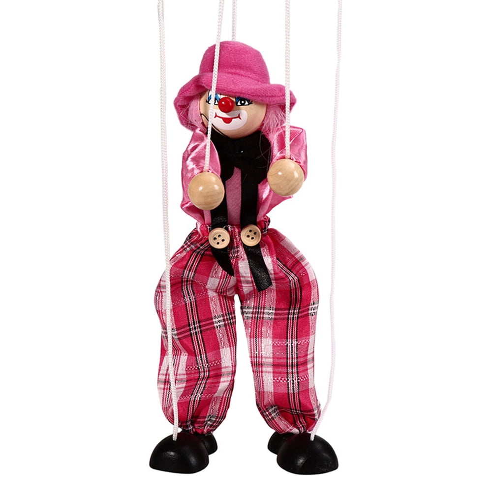 Funny Colorful Pull String Puppet Vintage Clown Wooden Marionette ...