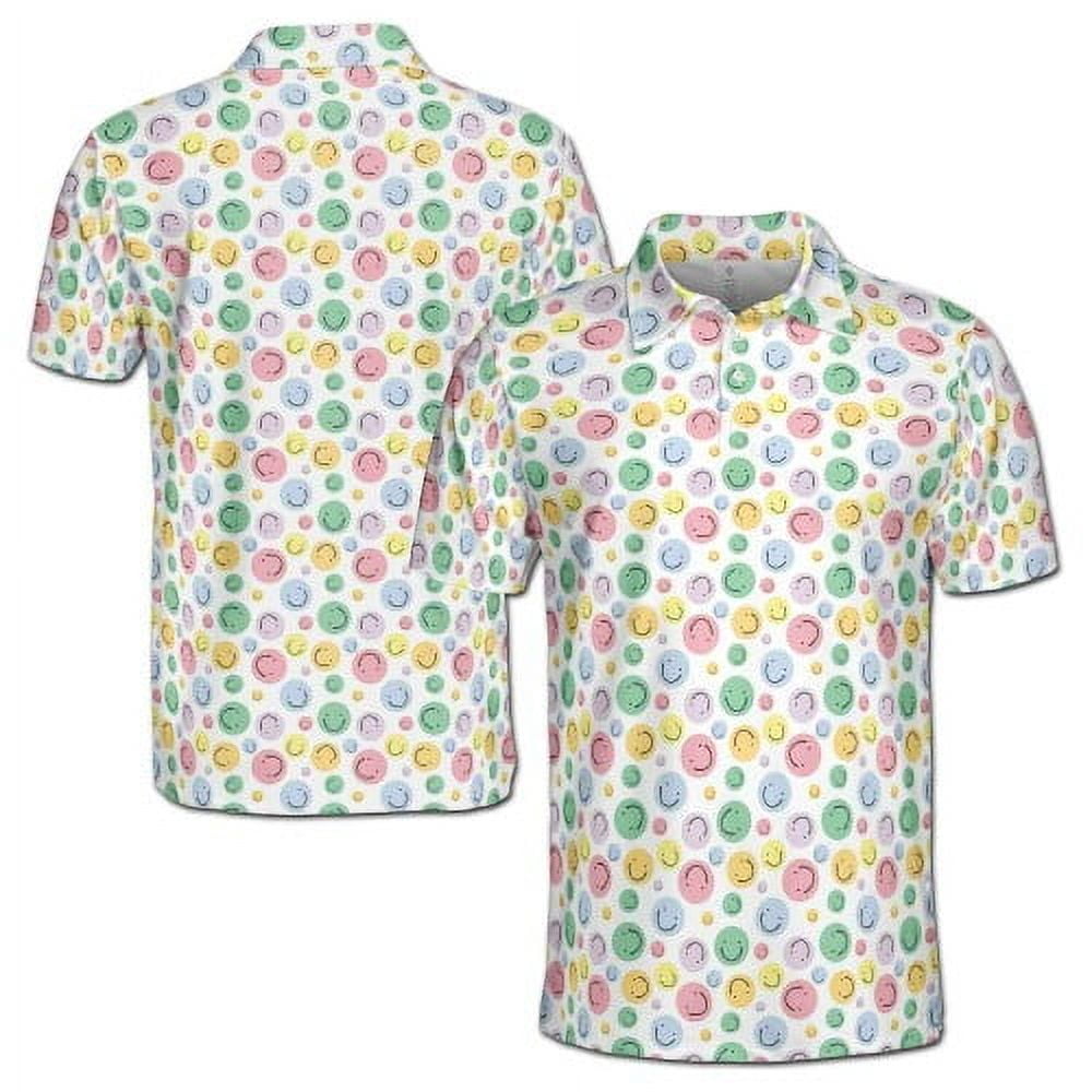 Funny Colorful Tiny Smiley Face Doodle Golf Men's Polo Shirt S-5XL ...