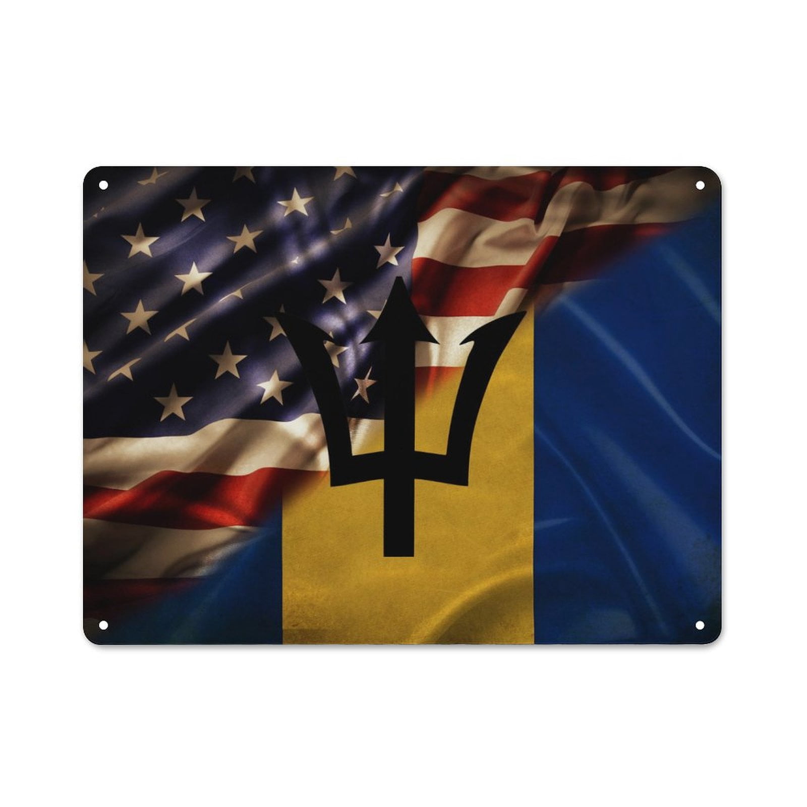 Funny Combined Barbados And USA Flag Metal Tin Signs,Tin Sign Metal ...