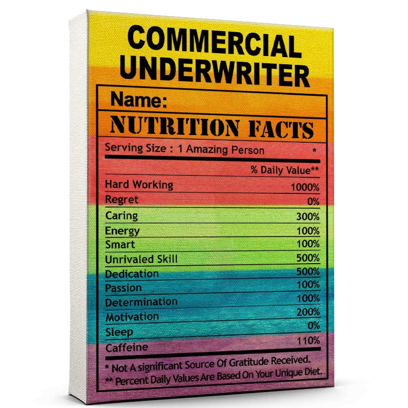 Funny Commercial Underwriter Nutrition Facts Canvas Wall Art, Colorful ...