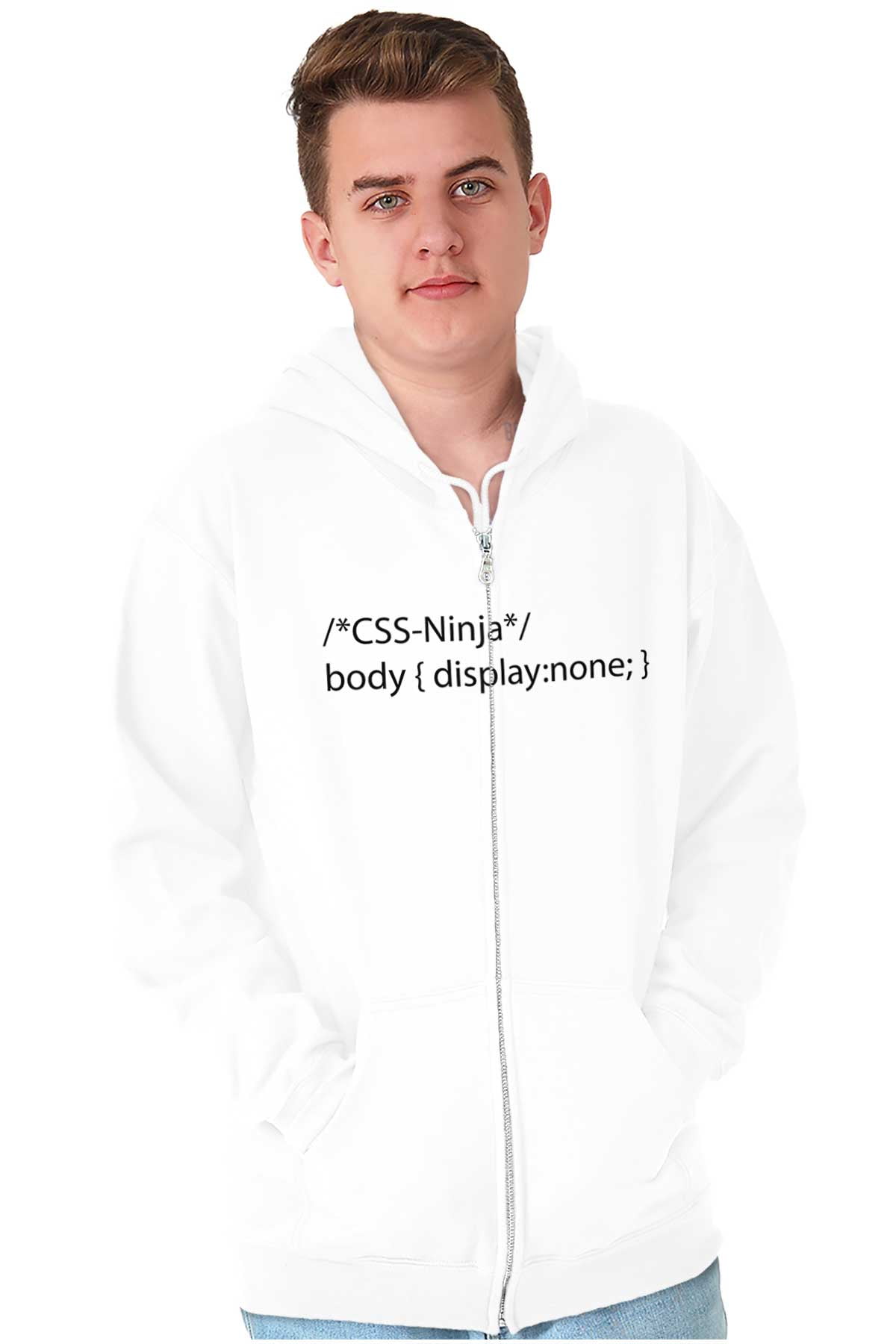 Funny Computer Coding Joke CSS Ninja Unisex Plus Size Zip Hoodie Brisco ...
