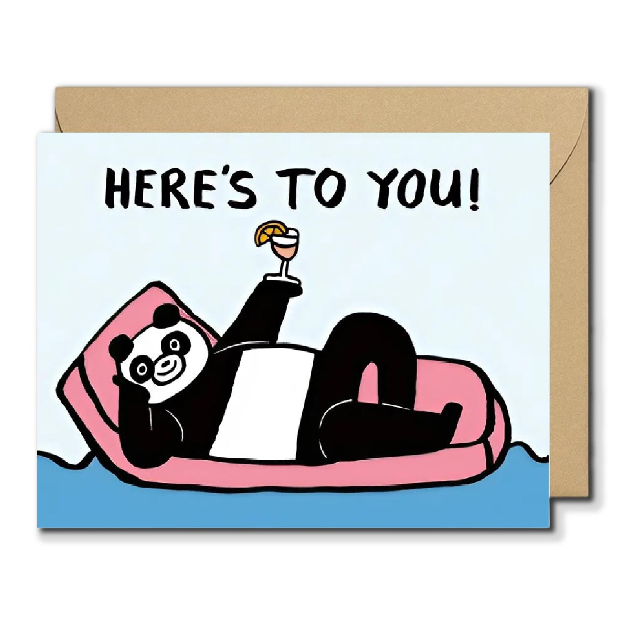 Funny Congratulations Card with Envelope – Relaxed Panda Cartoon Design ...