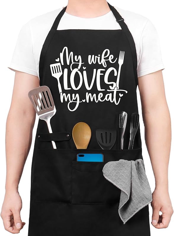 Funny Cooking Chef Apron with Pockets BBQ Kitchen Work Apron Creative ...