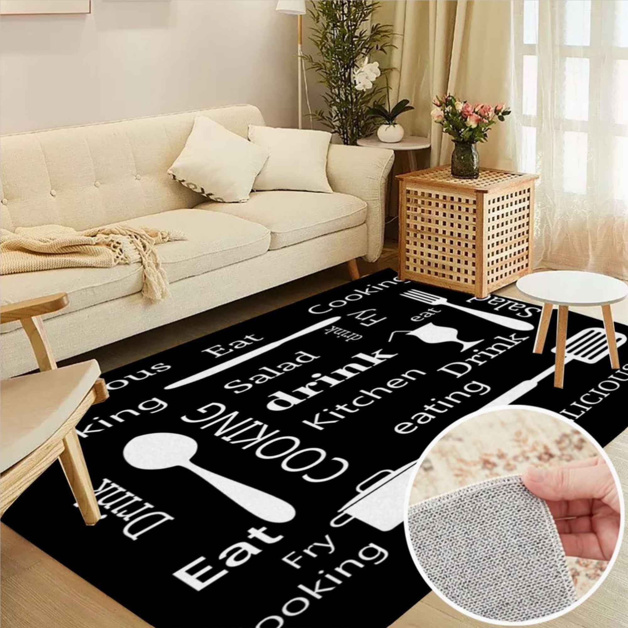 Funny Cooking Soft Large Area Rugs Washable Rug With Non-Slip Backing ...