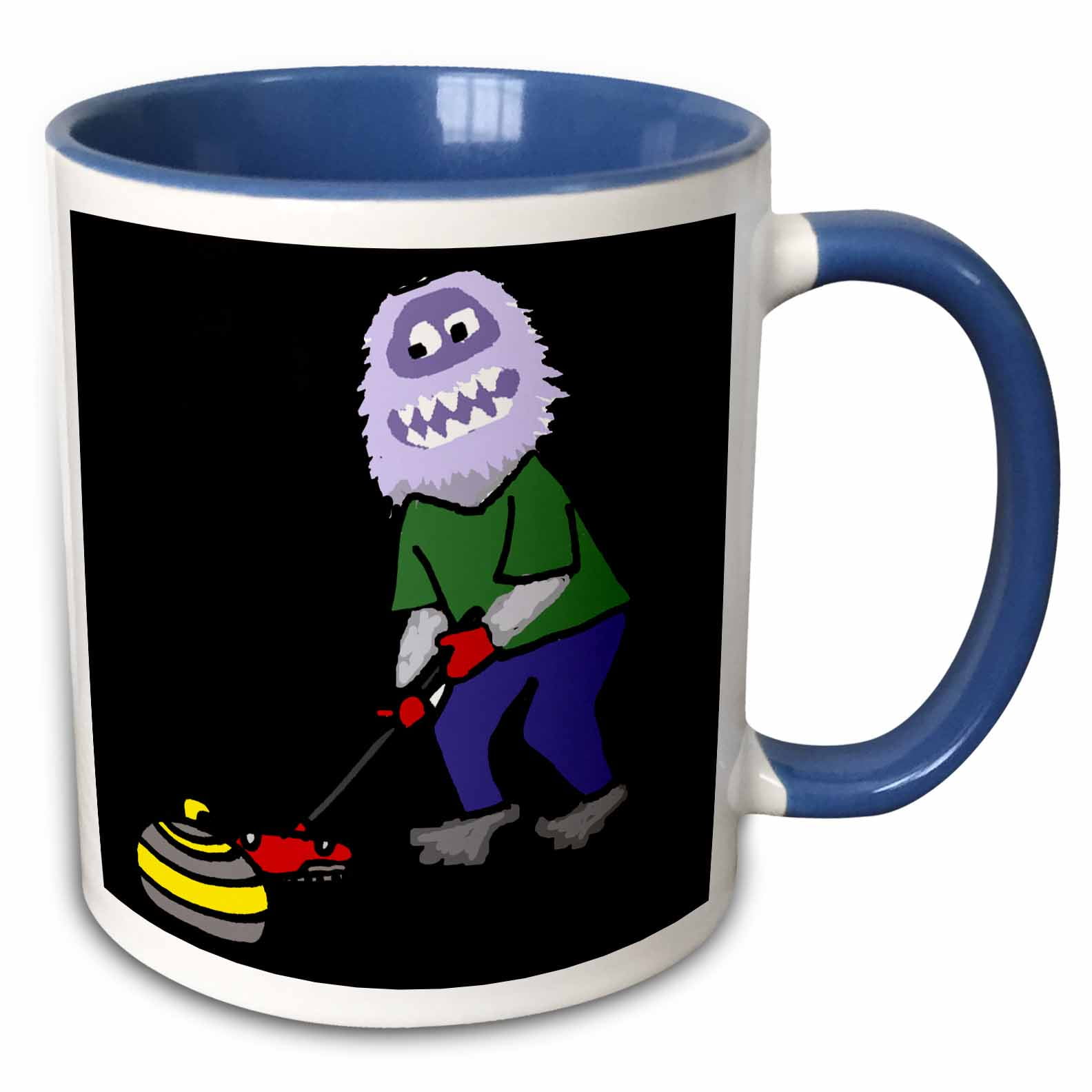 3drose, Funny Cool Abominable Snowman Curling Sports Cartoon, 15oz Two ...