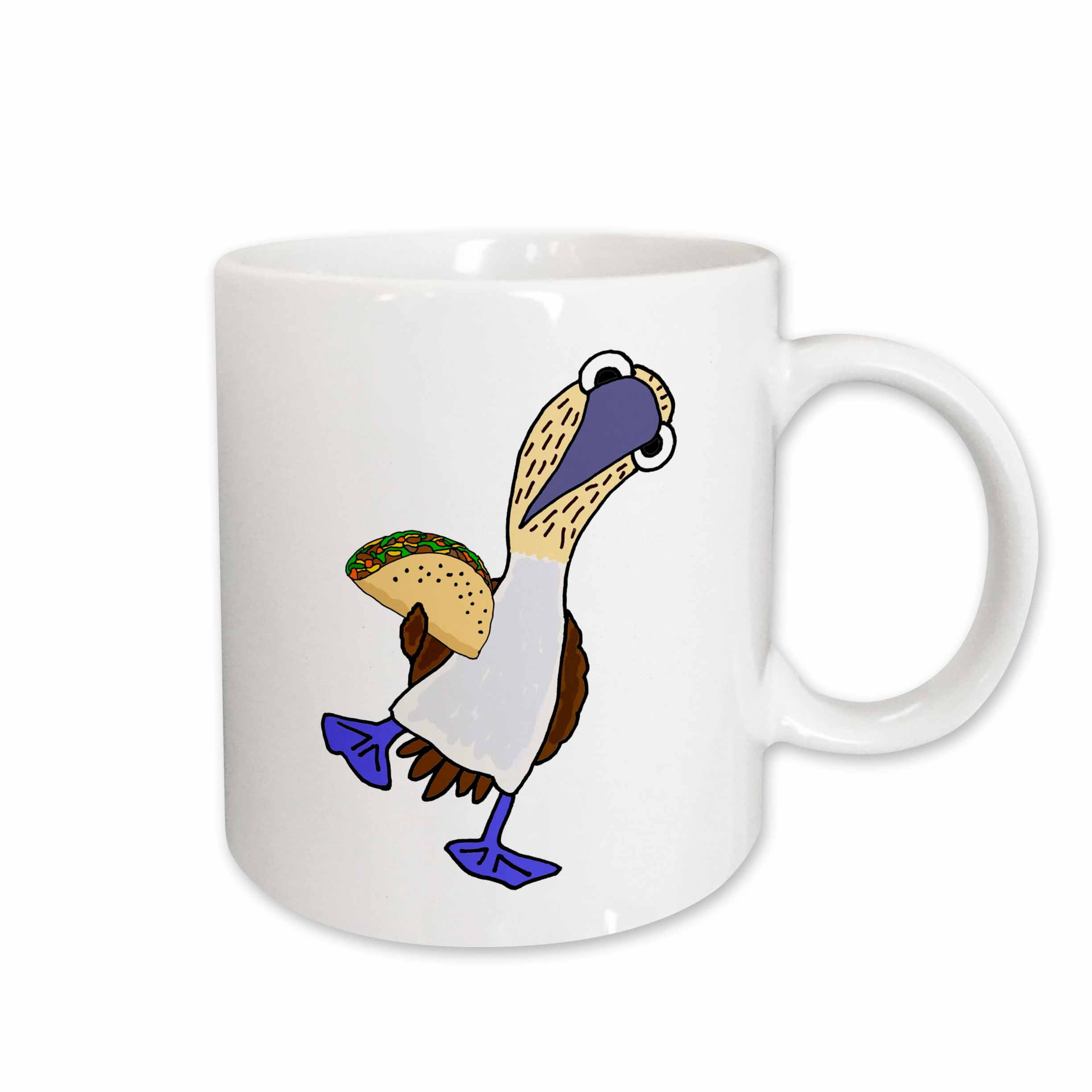 3drose, Funny Cool Blue-footed Booby Bird Eating Taco Cartoon, 15oz Mug ...