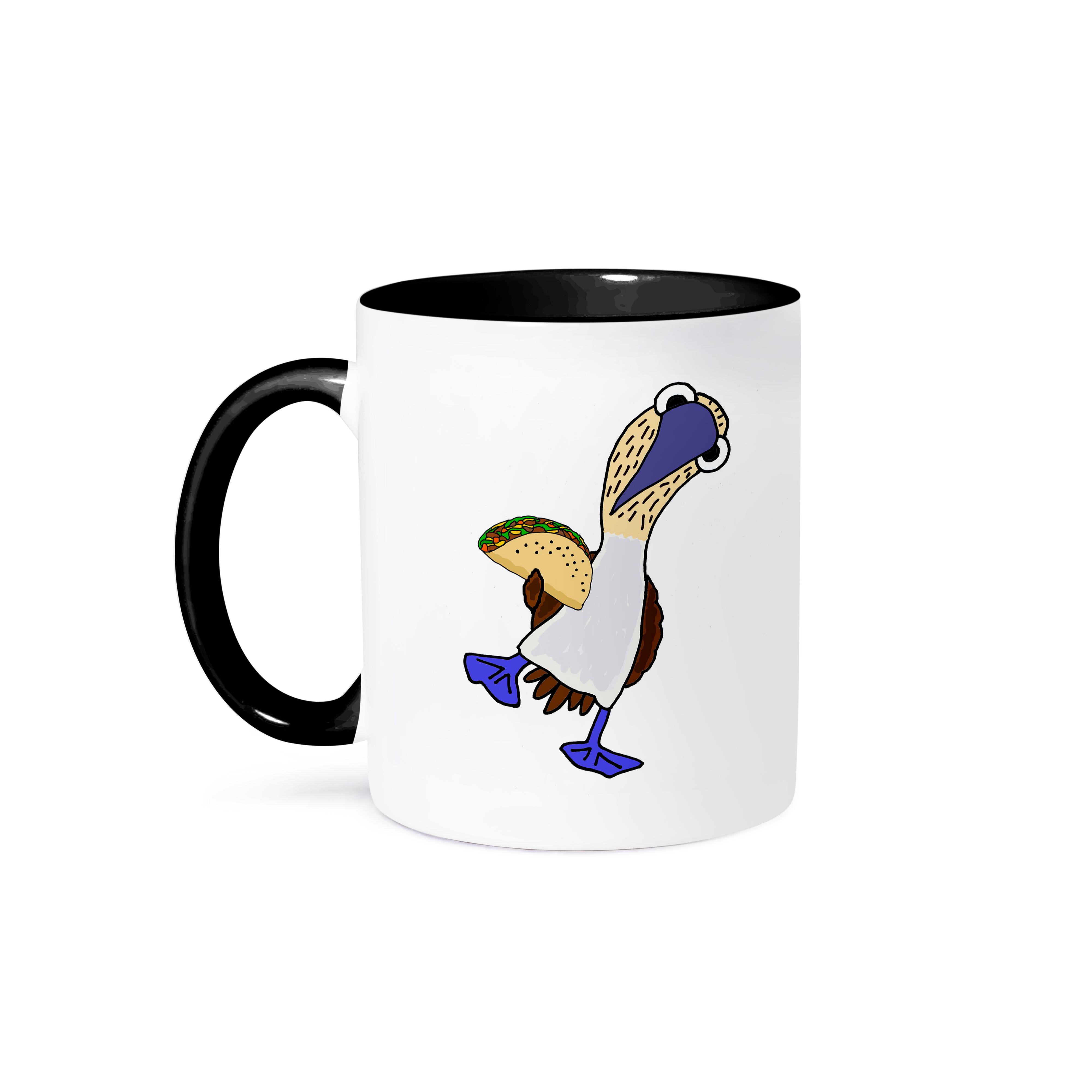 3dRose, Funny Cool Blue-footed Booby Bird eating Taco Cartoon, 11oz Two ...