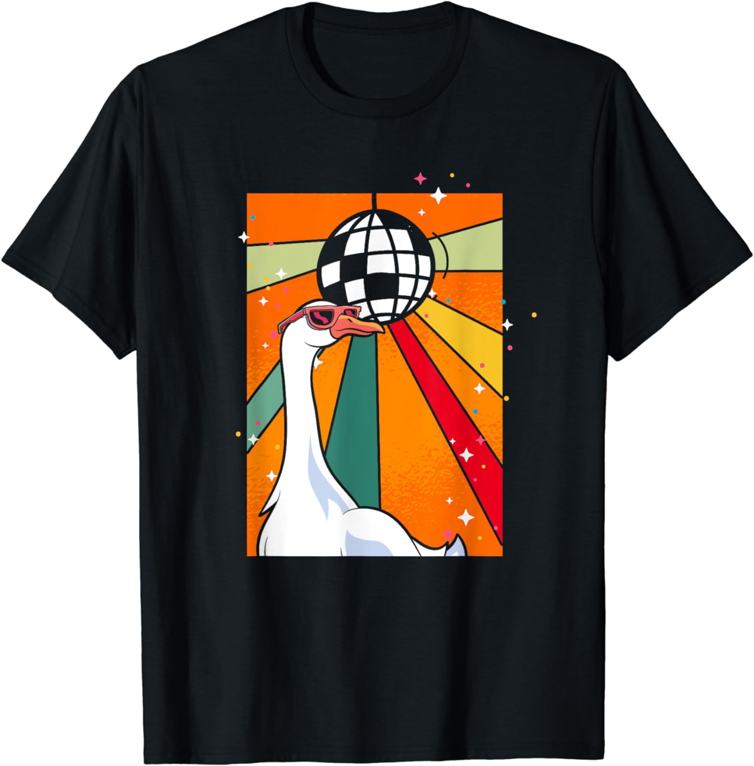 Funny Cool Farm Animal Disco Ball Sunglasses Retro Goose T-Shirt ...