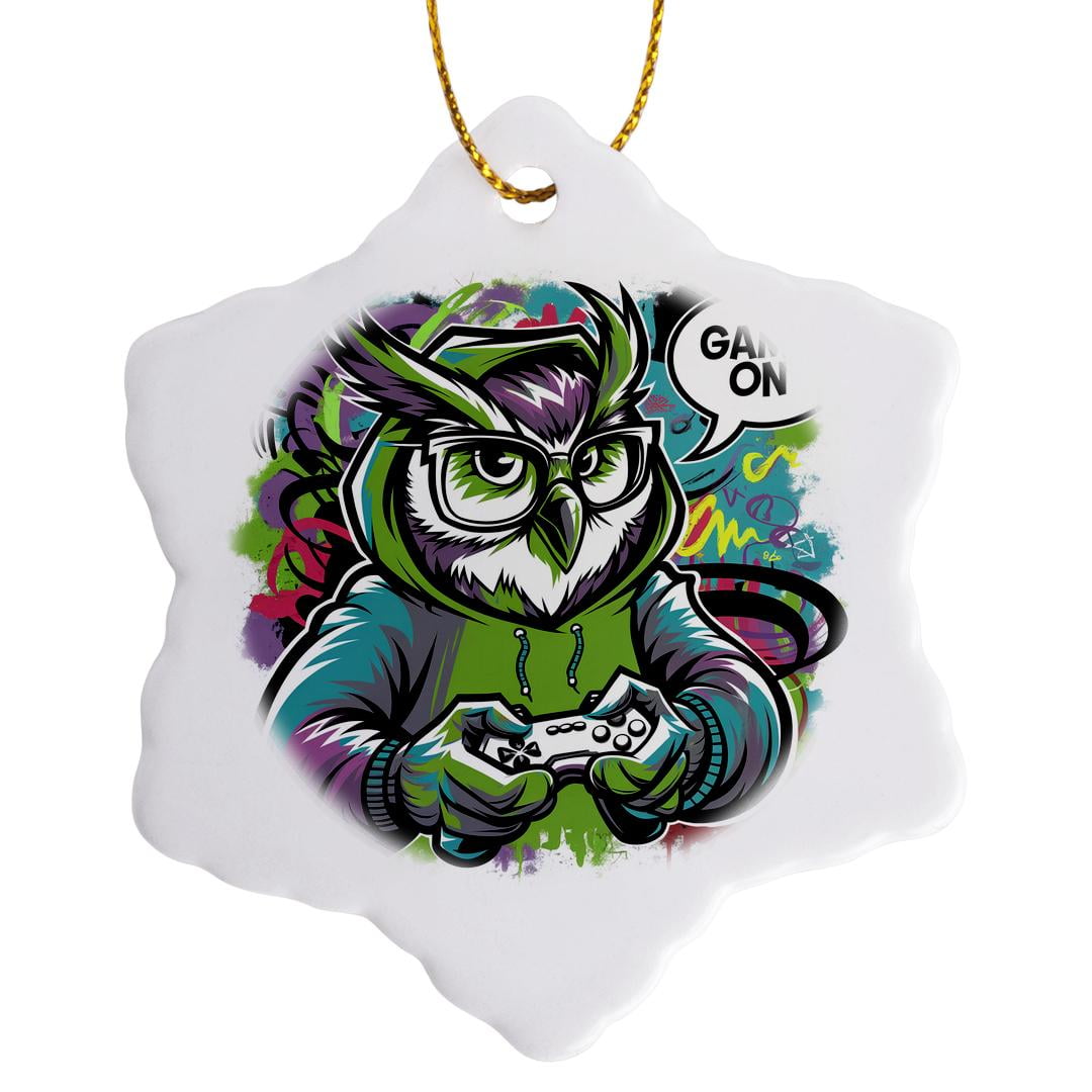 3drose, Funny Cool Owl Bird Gamer Playing Video Games Game on Graffiti ...