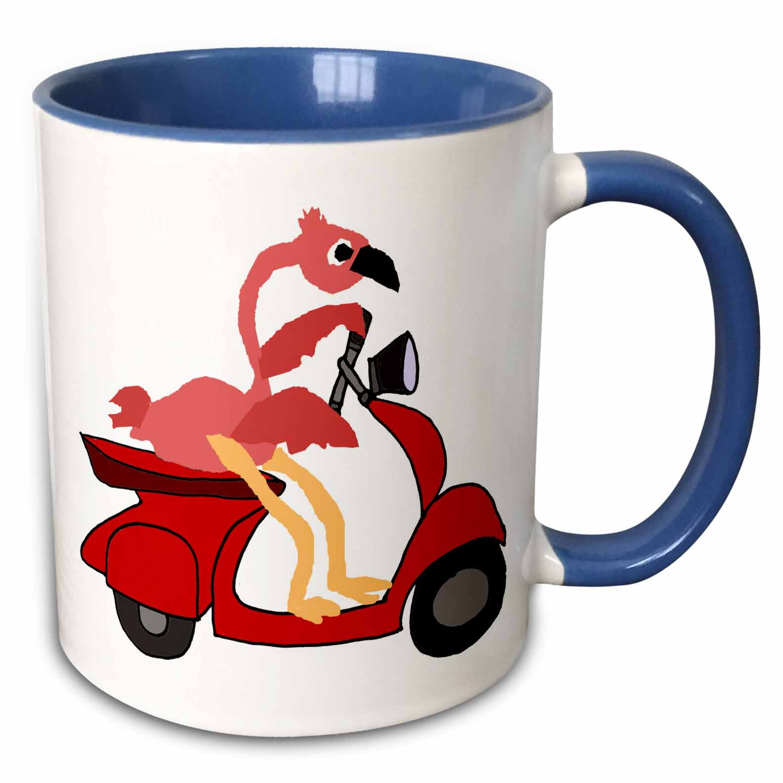 3drose, Funny Cool Pink Flamingo Bird Riding Red Motor Scooter Art ...