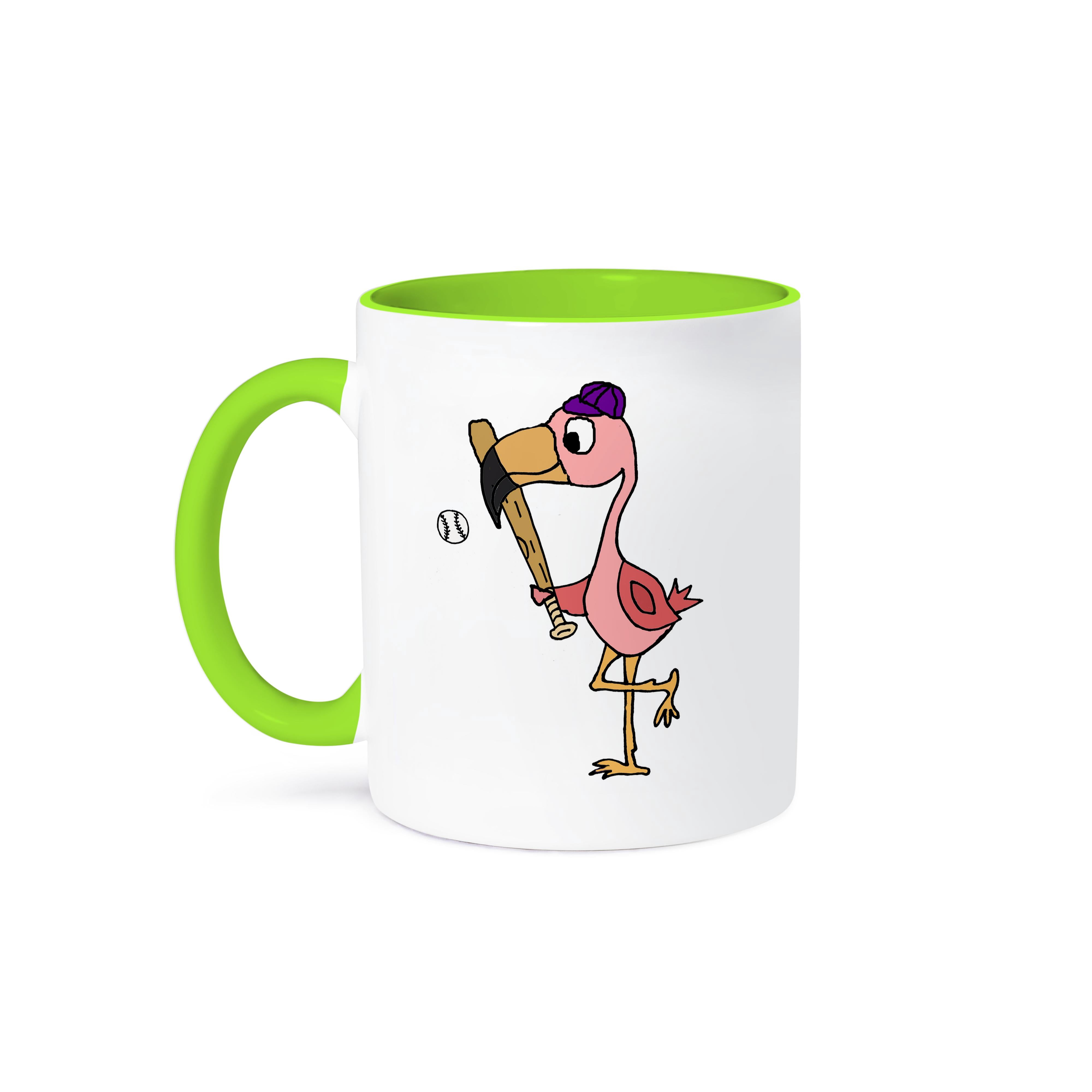3dRose, Funny Cool Pink Flamingo Playing Baseball or Softball Art, 11oz ...