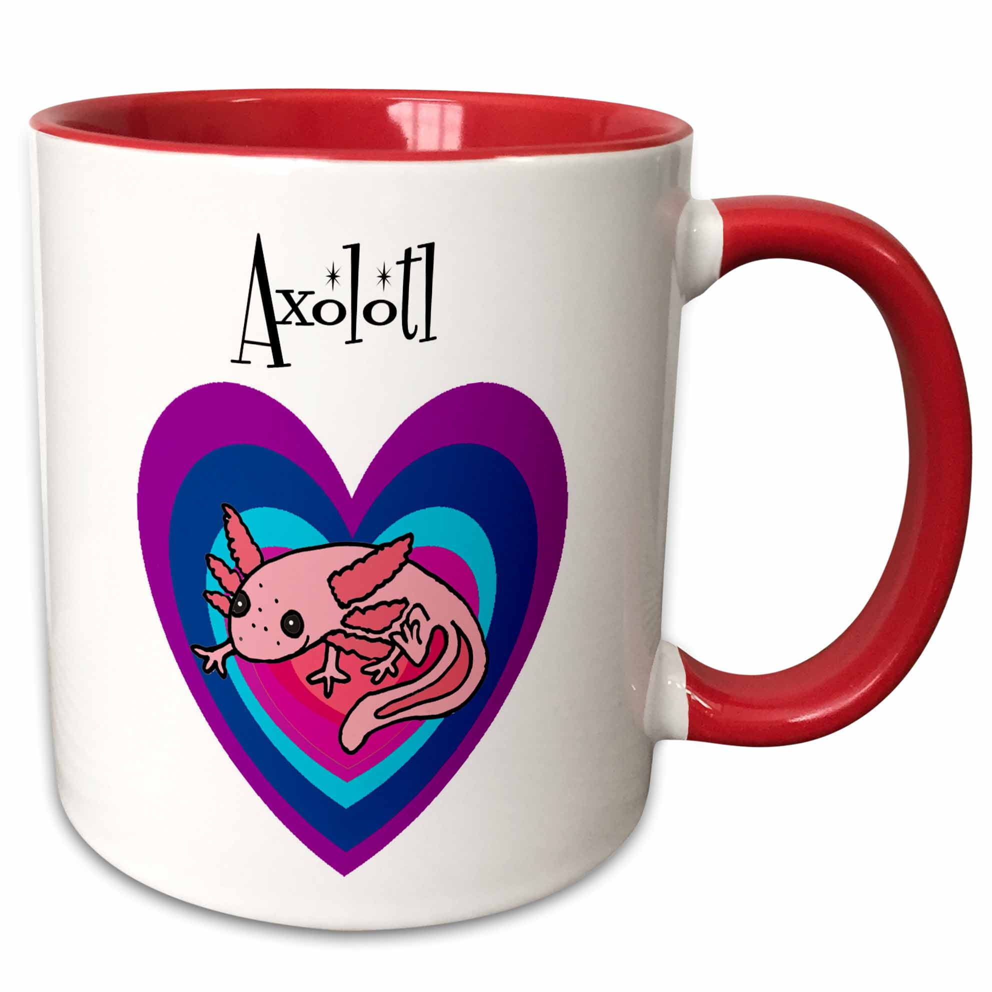 3drose, Funny Cool Pink Mexican Axolotl Salamander Love and Heart ...