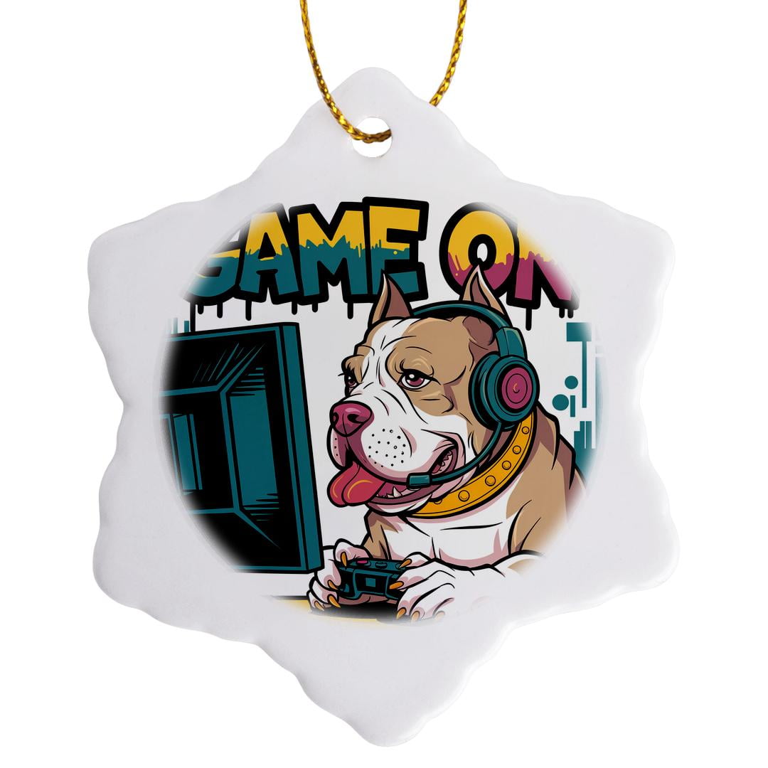 3drose, Funny Cool Pitbull Dog Gamer Playing Video Games Game on ...