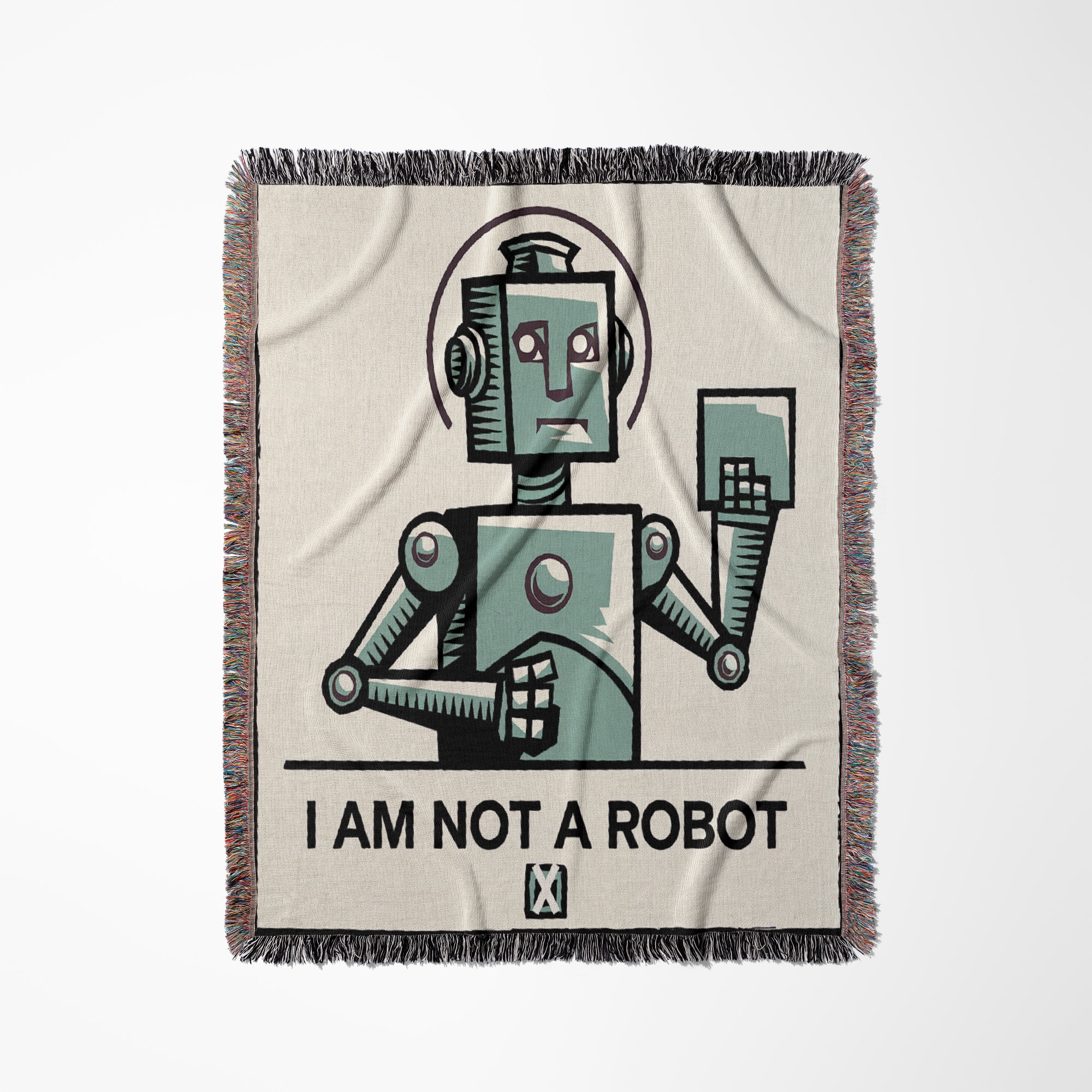 Funny Cool Robot And Captcha Check Box I Am Not A Robot Satire , Woven ...