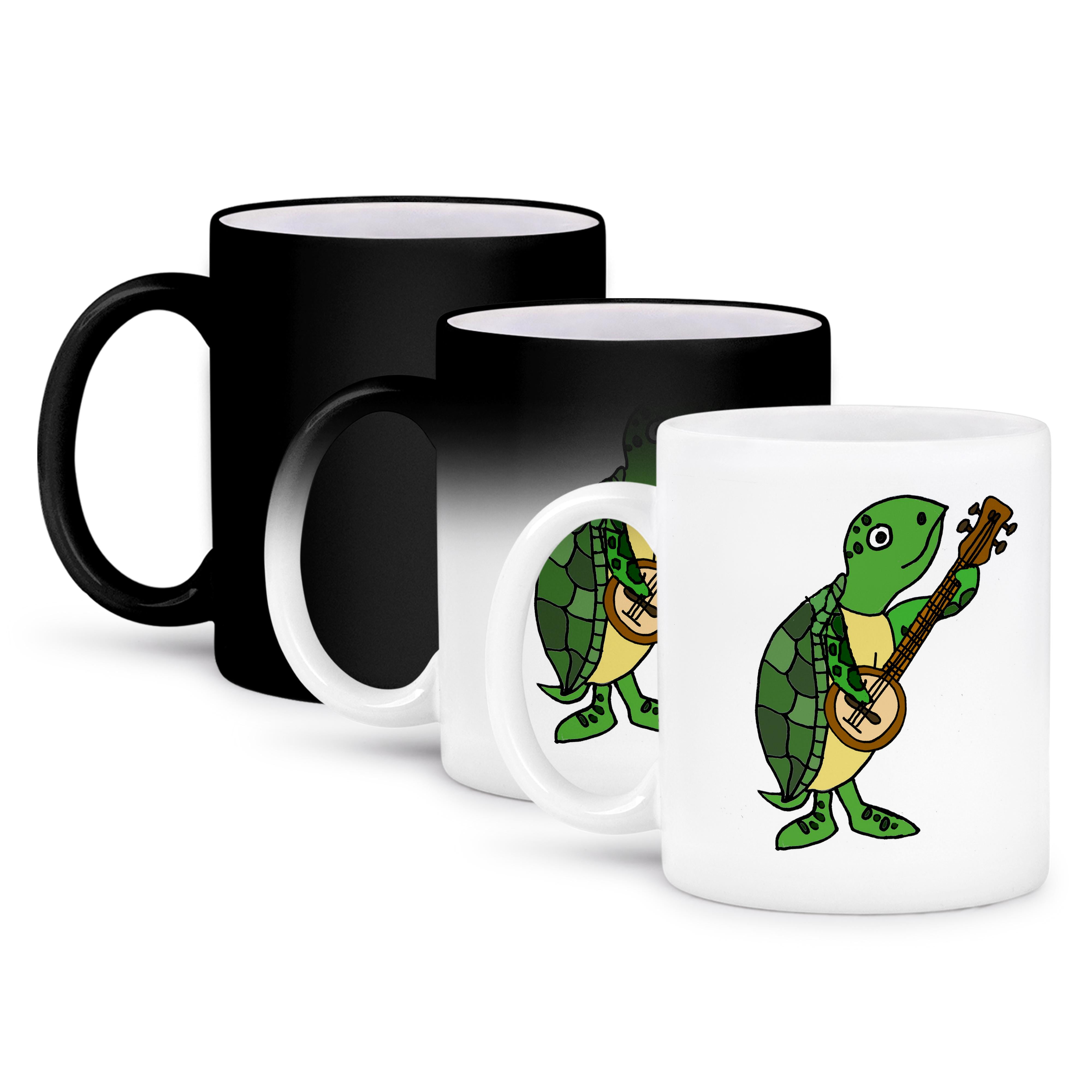 3dRose, Funny Cool Sea Turtle Playing the Banjo Cartoon, 11oz Magic ...
