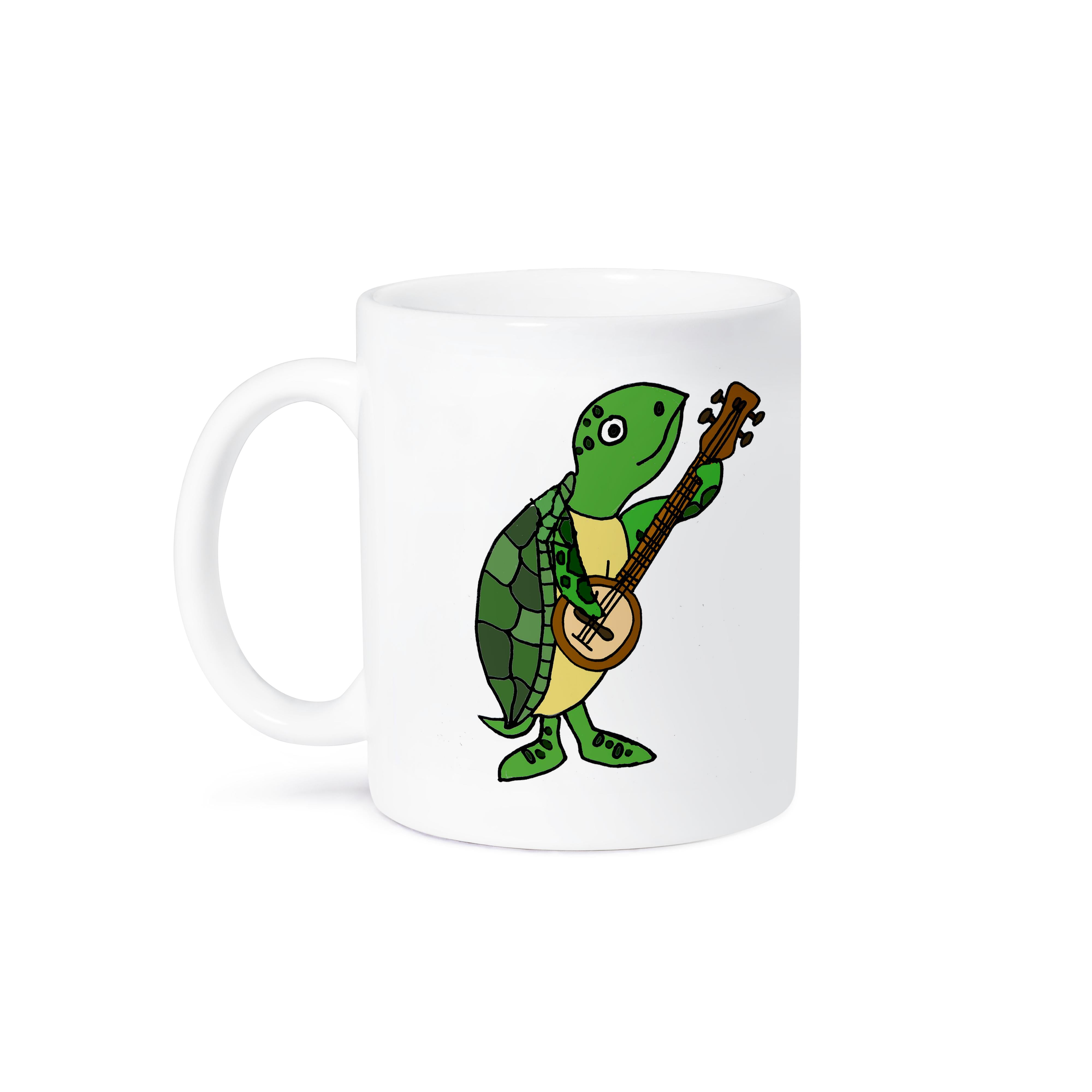 3dRose, Funny Cool Sea Turtle Playing the Banjo Cartoon, 15oz Mug ...