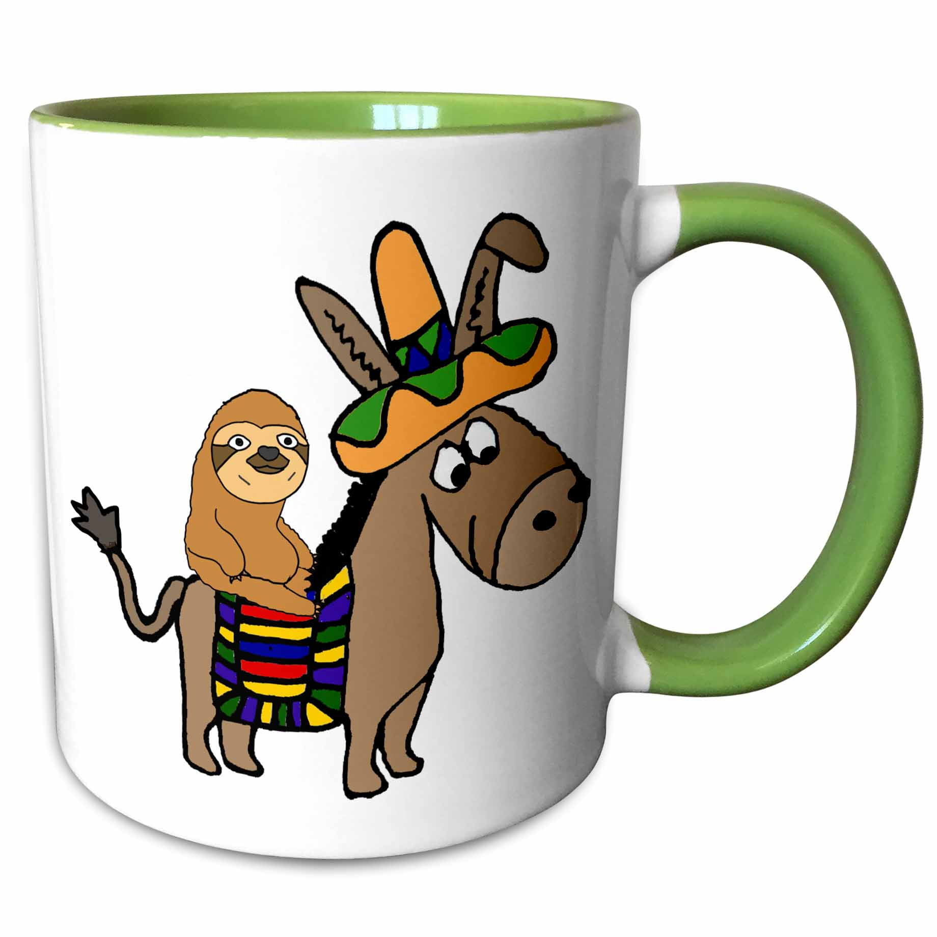 3drose, Funny Cool Sloth Riding Mexican Burro with Sombrero, 15oz Two ...