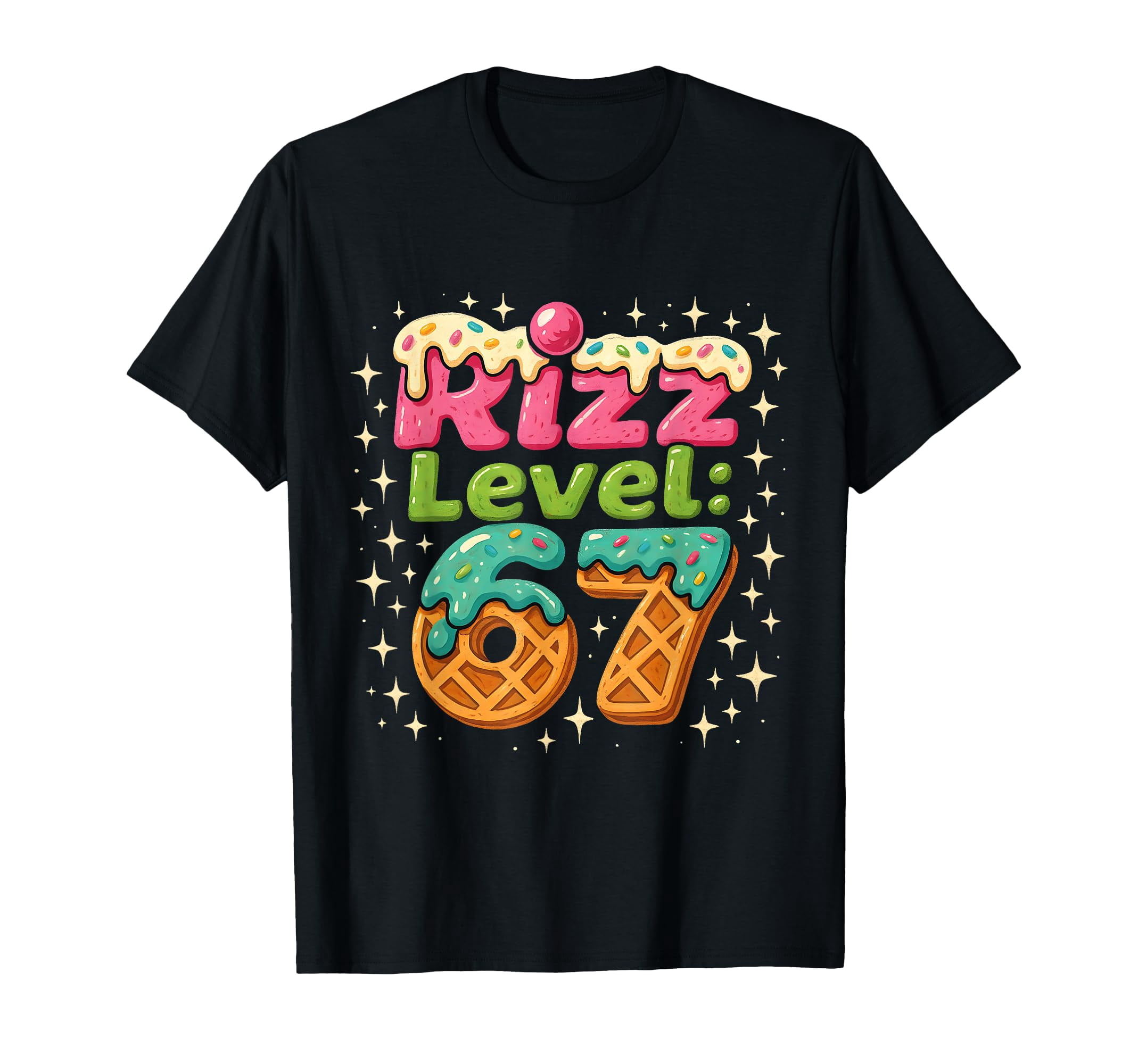 Funny Cool Waffle Style Graphic T-Shirt with Rizz Level 67 Design for ...