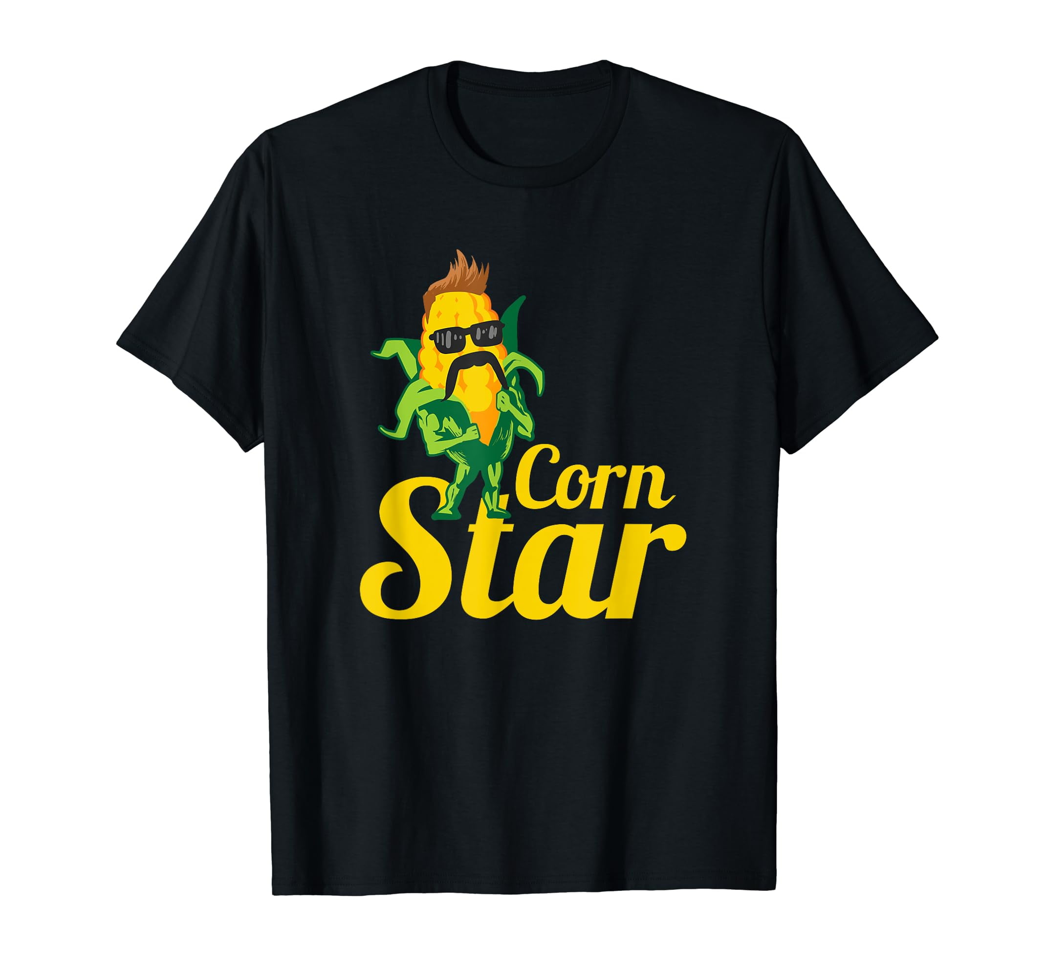 Funny Corn Star Sunglasses Mustache Maize T-Shirt T-Shirt - Walmart.com