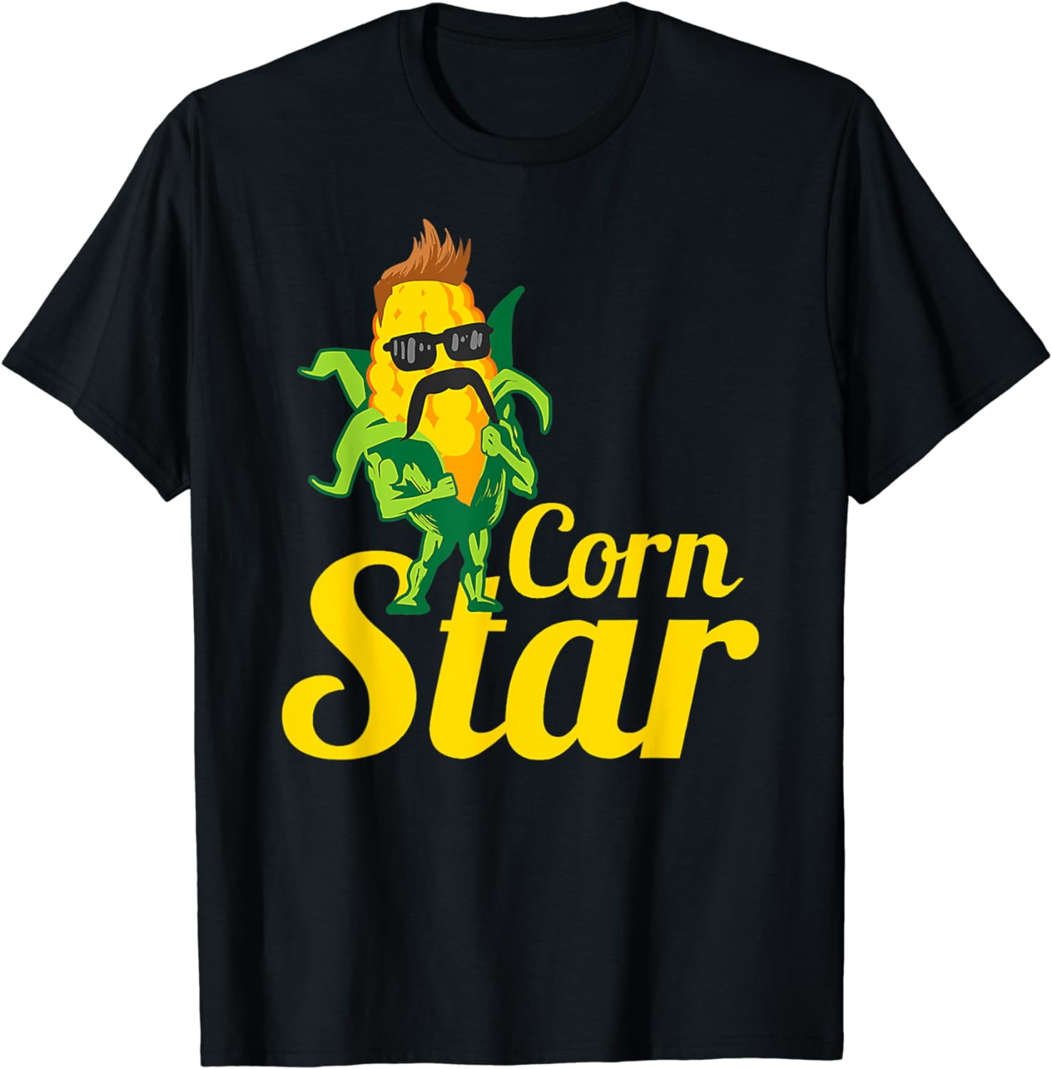 Funny Corn Star Sunglasses Mustache Maize T-Shirt - Walmart.com