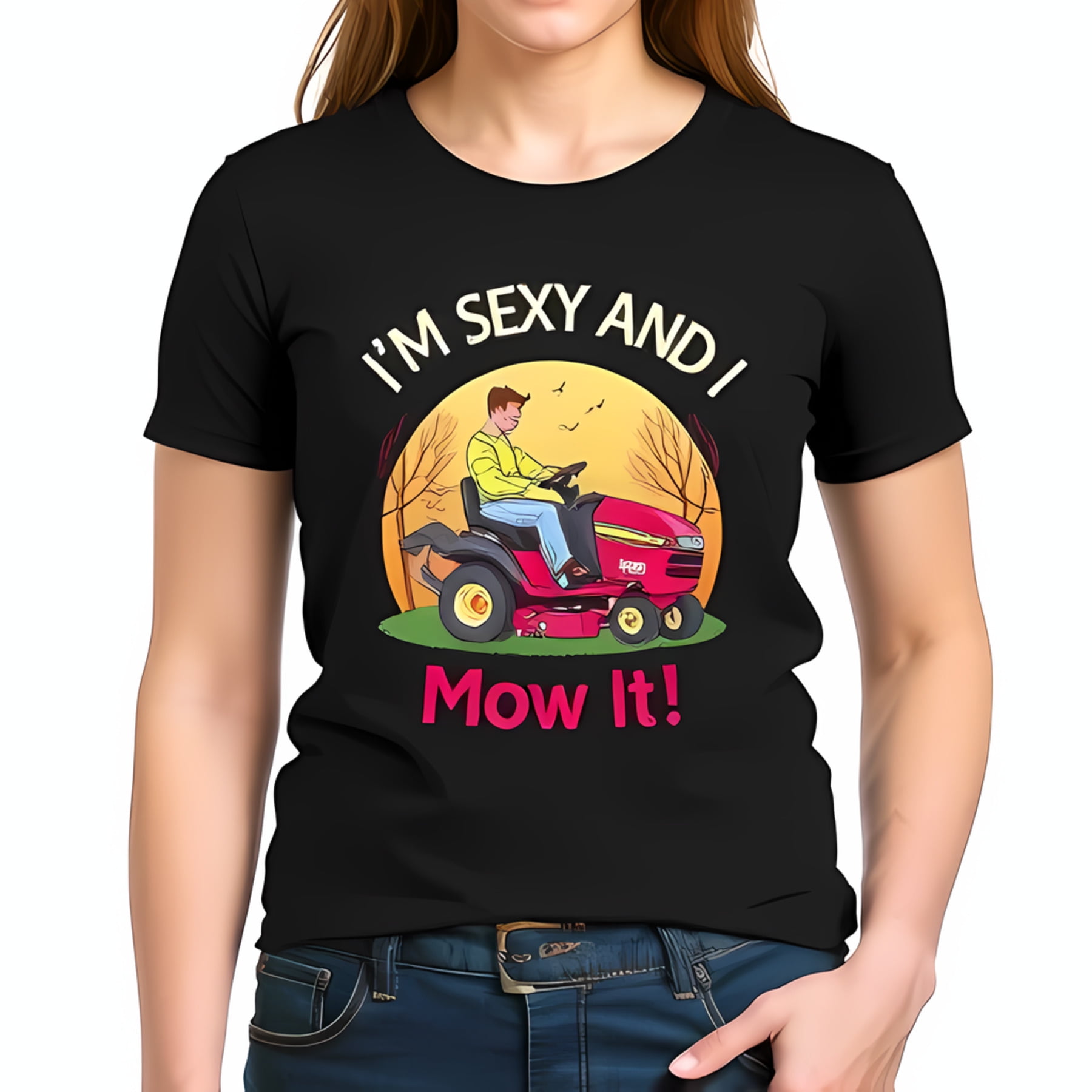 Funny Cotton Short Sleeve T-Shirt - " I'm Sexy And I Mow It " Cartoon ...