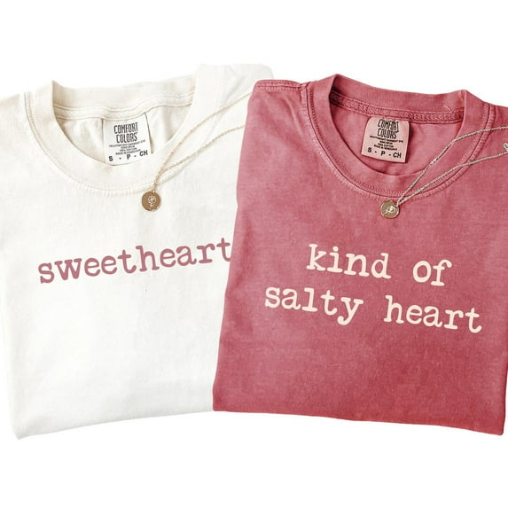 Funny Couple Comfort Colors Shirts, Sweetheart and Kind of Salty Heart ...