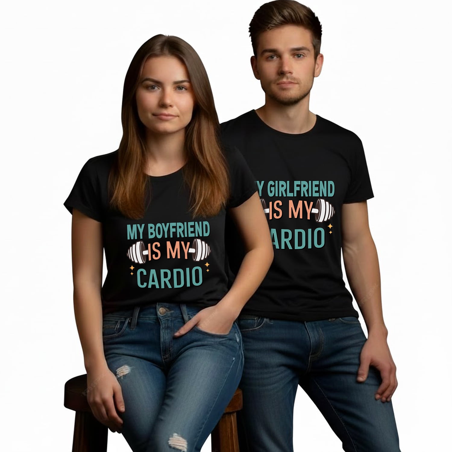 Funny Couple Workout T-shirt – My Girlfriend Is My Cardio My Boyfriend ...