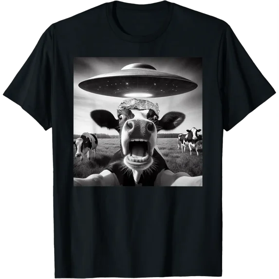 Funny Cow Abduction by UFO Selfie - Hilarious Alien Meme T-Shirt Tops ...