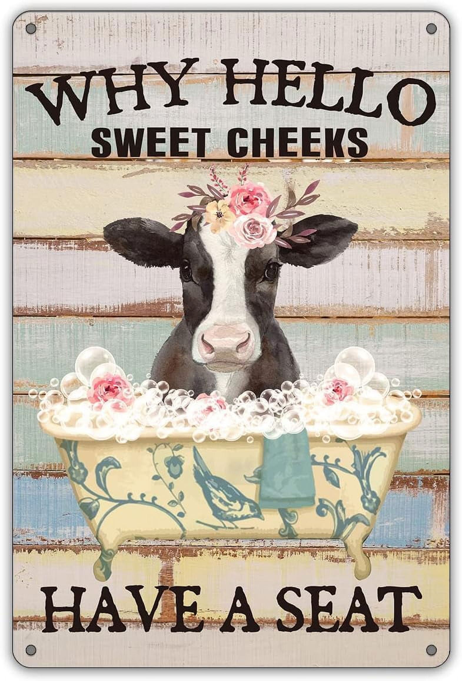 Funny Cow Bathroom Quote Metal Aluminum Sign Wall Decor, Farmhouse ...