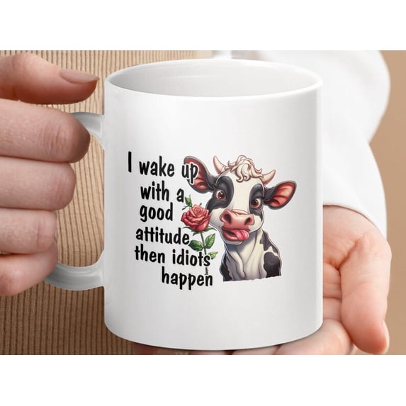 Funny Cow Coffee Mug Good Atude, Office Humor, Cow Lover Gift - Walmart.com