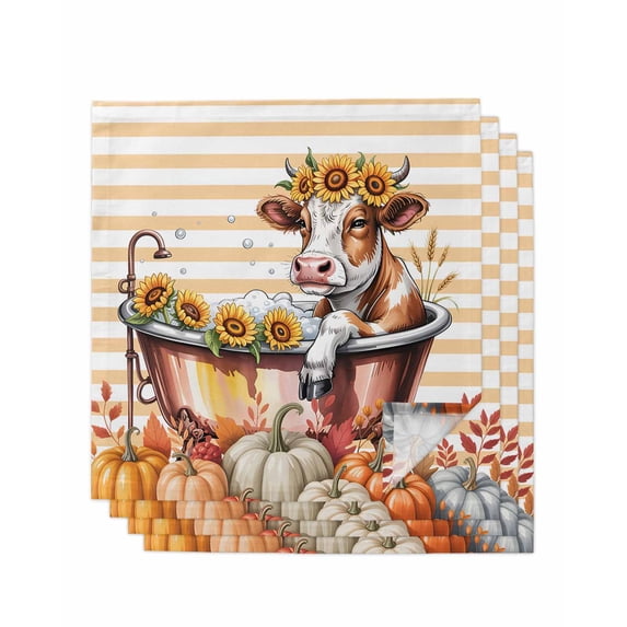 Funny Cow Fall Cloth Napkins Set of 4 Reusable Dinner Napkins ...