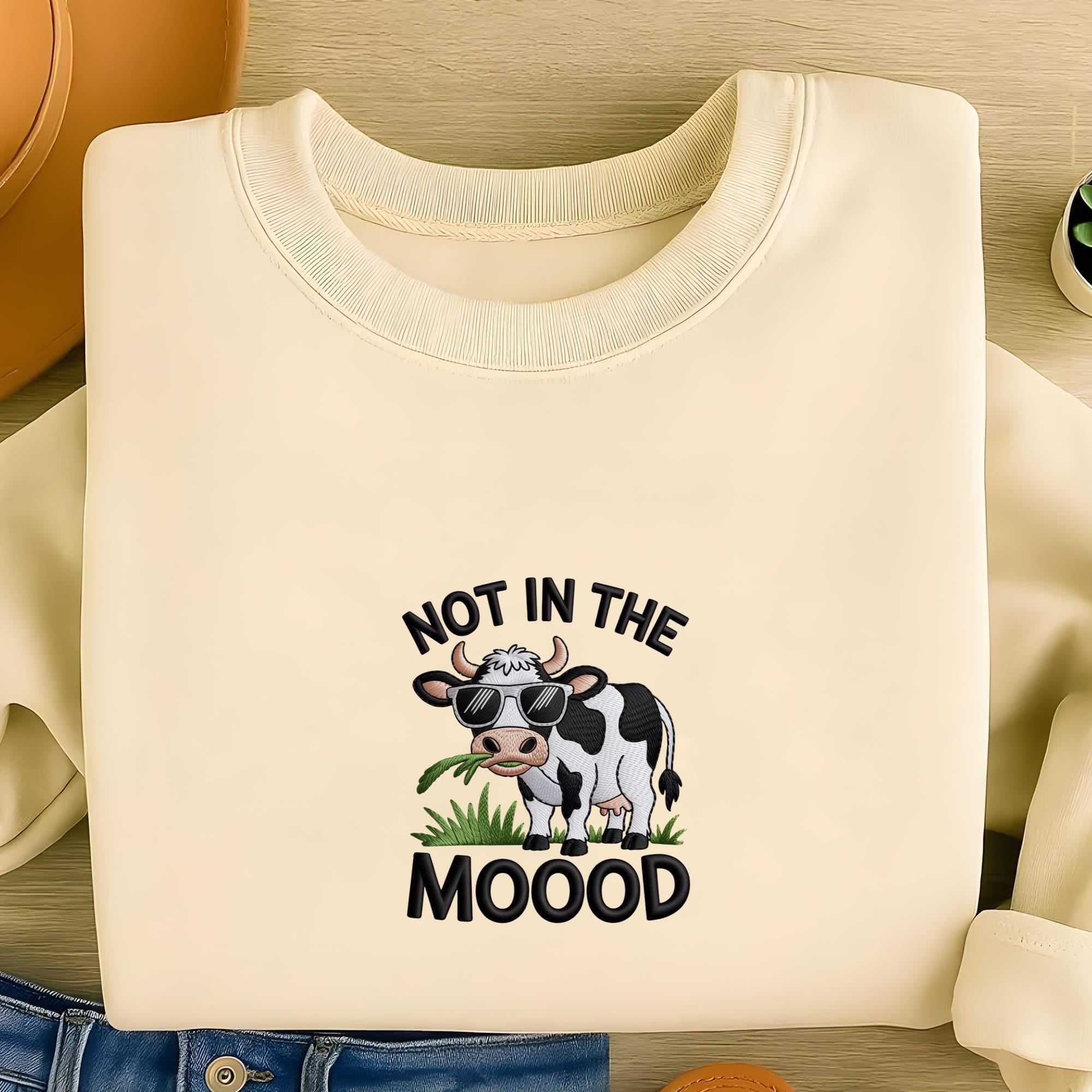 Funny Cow Not In The Moood Embroidery Design, Farm Animal Machine ...