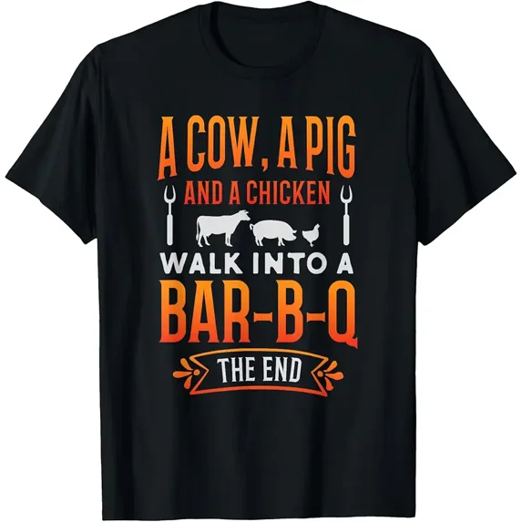 Funny Cow Pig Chicken BBQ Joke Gift for Grill Master Graphic T-Shirt ...