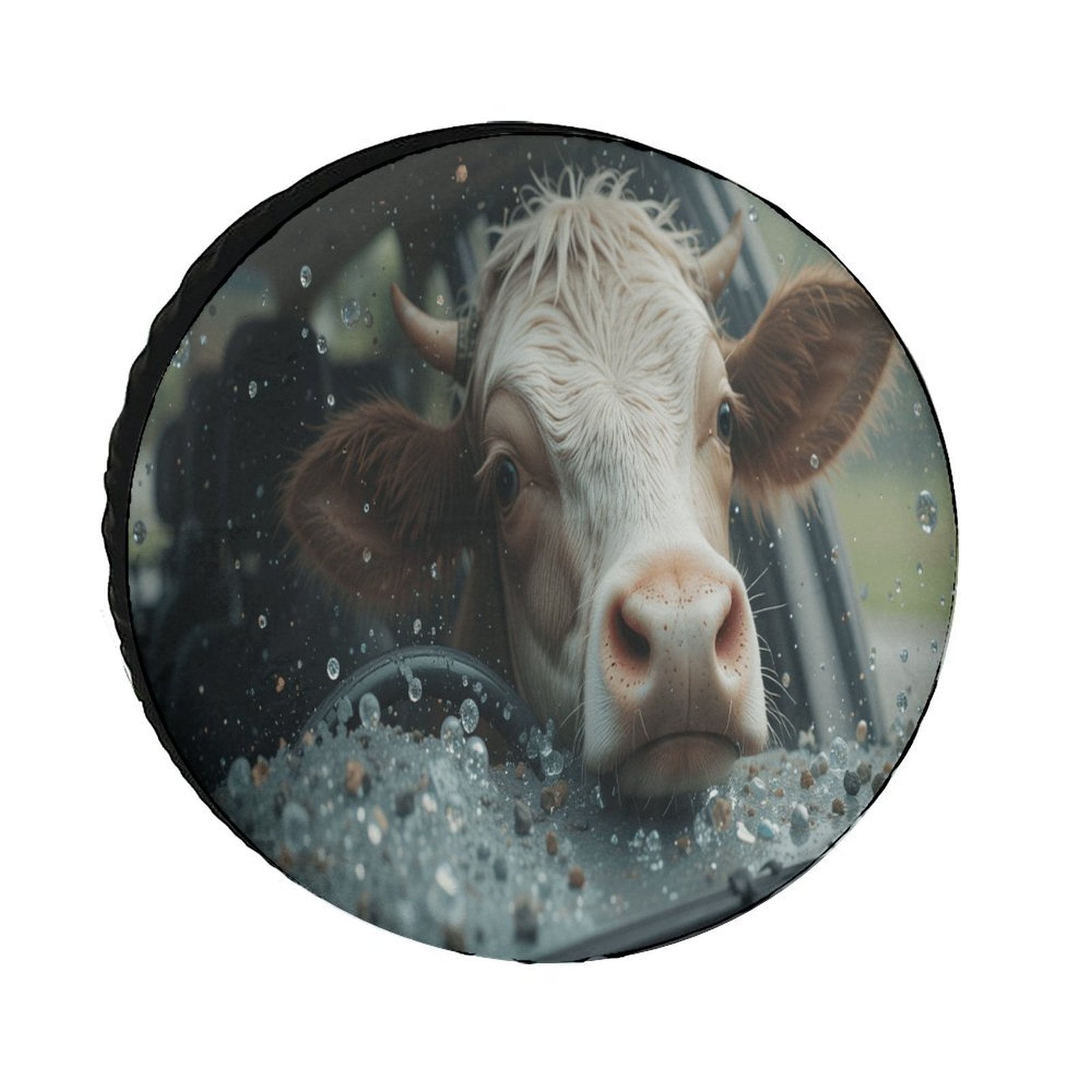 Funny Cow Printed Potable Polyester Universal Spare Wheel Tire Cover ...
