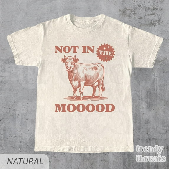 Funny Cow Shirt, Retro Not In The Mood Design, Casual Wear, Unique ...