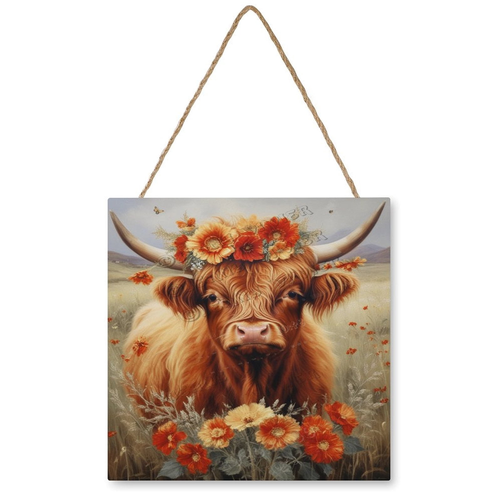 Funny Cow Themed Wooden Hanging Sign 12"x12" - Whimsical Wall Art for ...