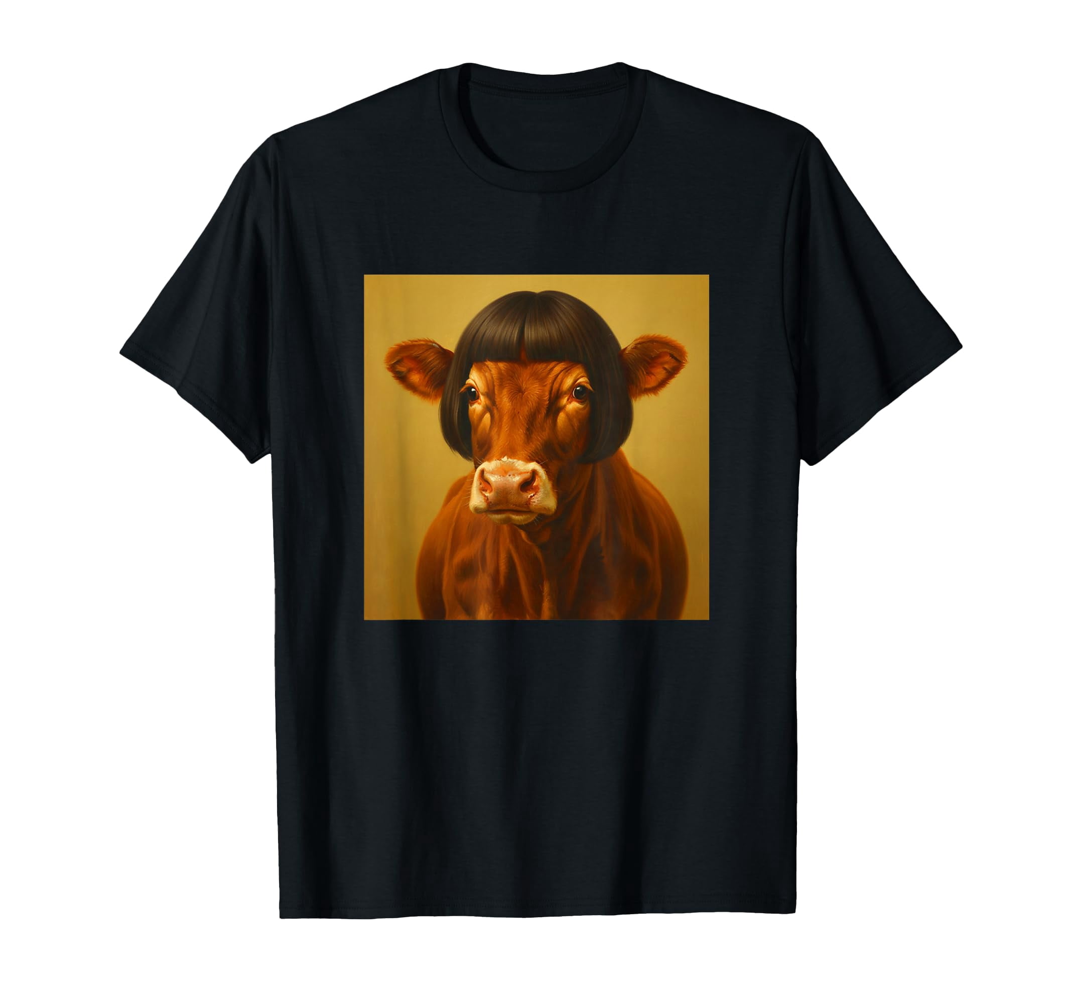 Funny Cow with Unique Haircut T-Shirt for Animal Lovers and Meme ...