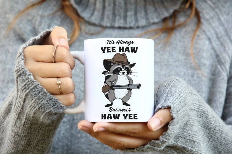 Funny CowB1Oy RacC1oon Coffee Mug Wild West Meme Gift - Walmart.com