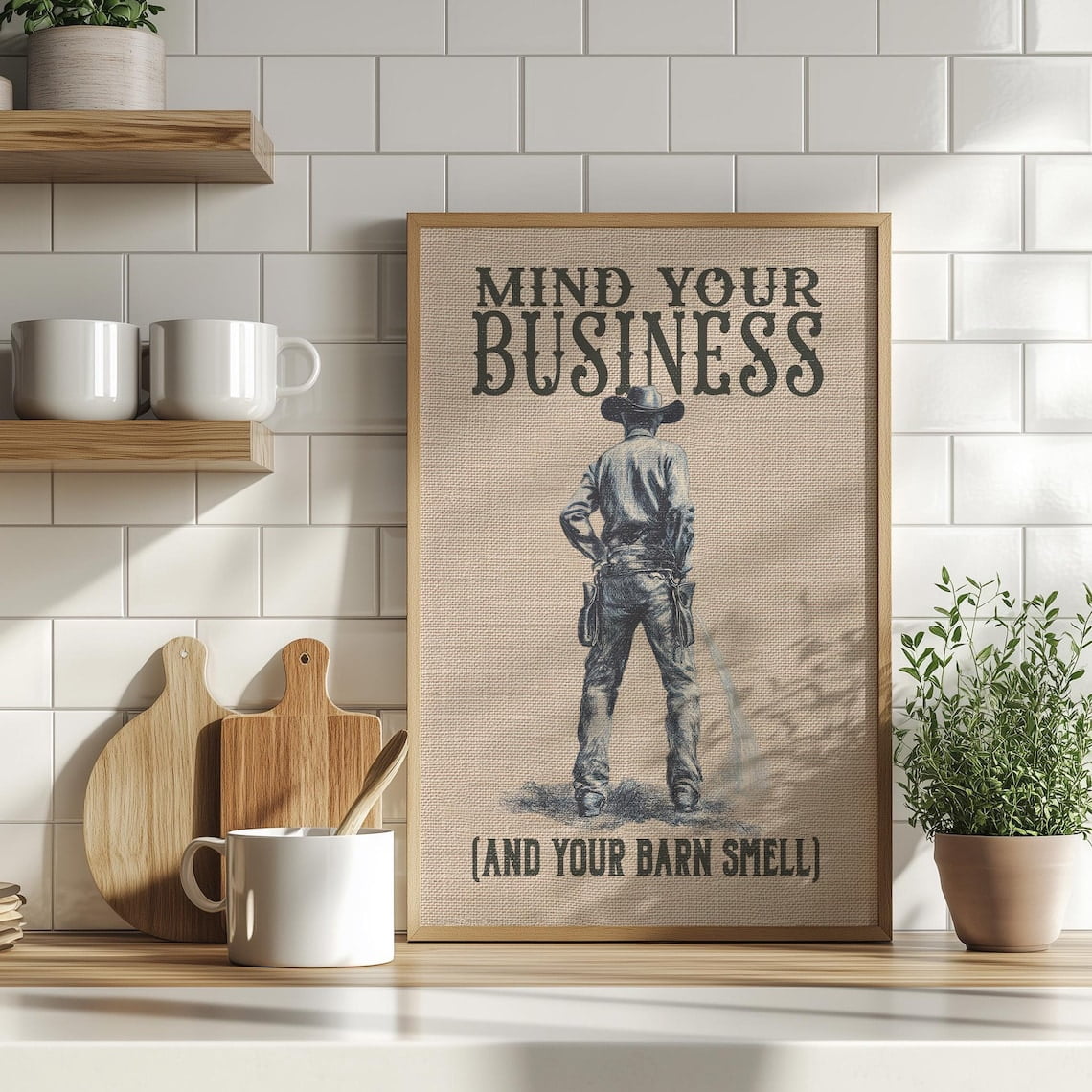 Funny Cowboy Barn Quote Wall Art Western Bathroom Decor, Unframed ...