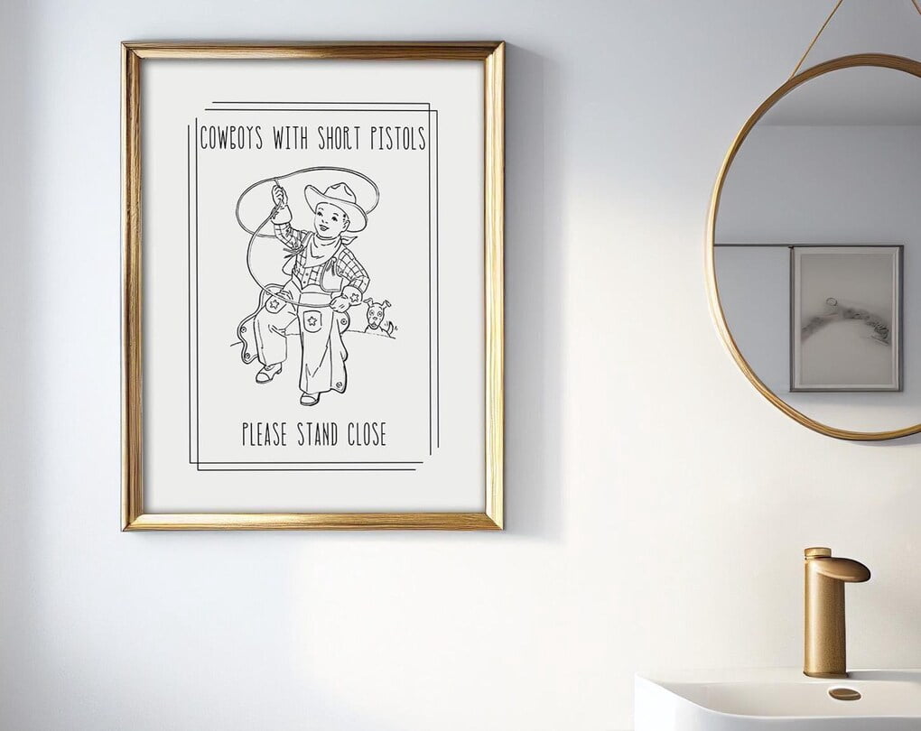 Funny Cowboy Bathroom Printable Wall Art, Western Bathroom Decor ...