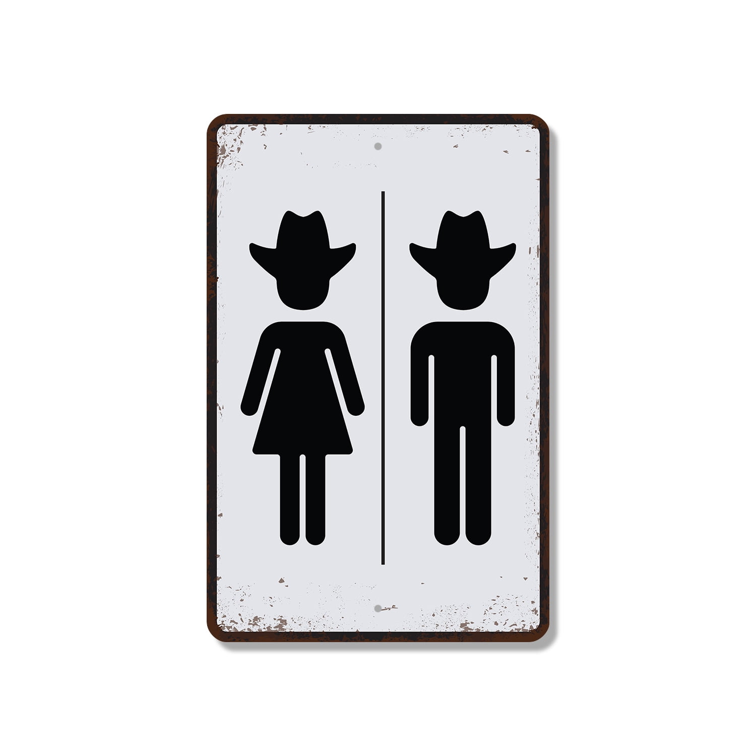 Funny Cowboy Cowgirl Bathroom 11 Inch x 17 Inch Novelty Plastic Sign ...