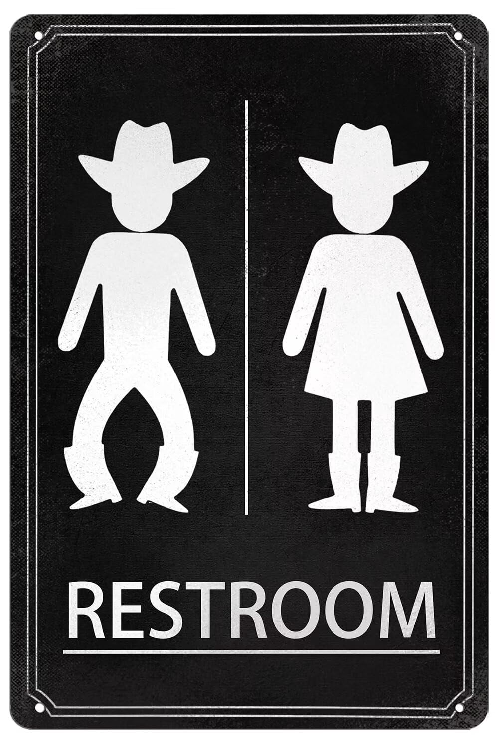 Funny Cowboy Cowgirl Bathroom Metal Tin Sign Rustic Western Themed ...
