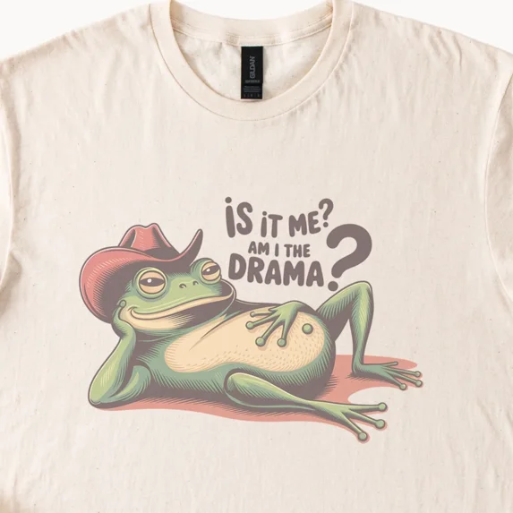 Funny Cowboy Frog Shirt Is It Me Am I The Drama Vintage Style Graphic ...