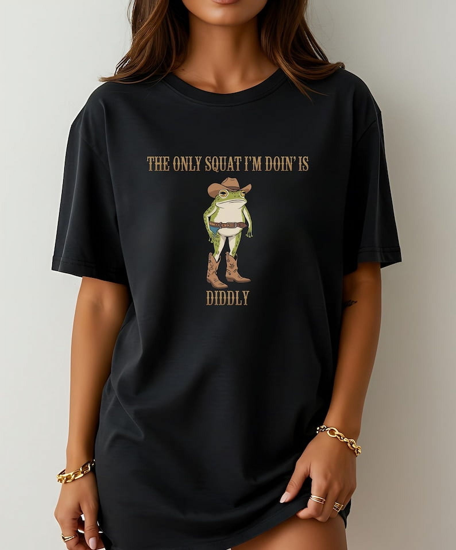 Funny Cowboy Frog Shirt Western Humor The Only Squat I'm Doin Is Diddly ...