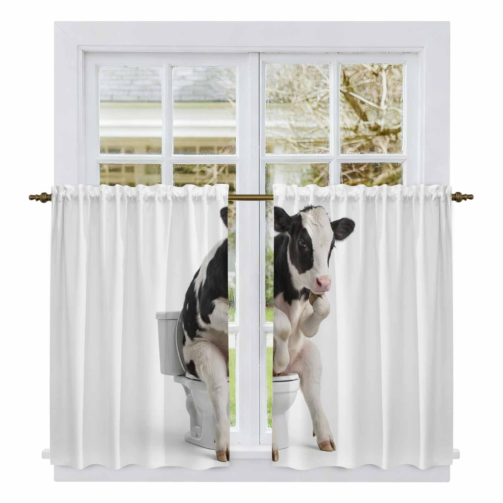 Funny Cows Kitchen Curtain for Berdoom Living Room Cafe 54 Inch Length ...