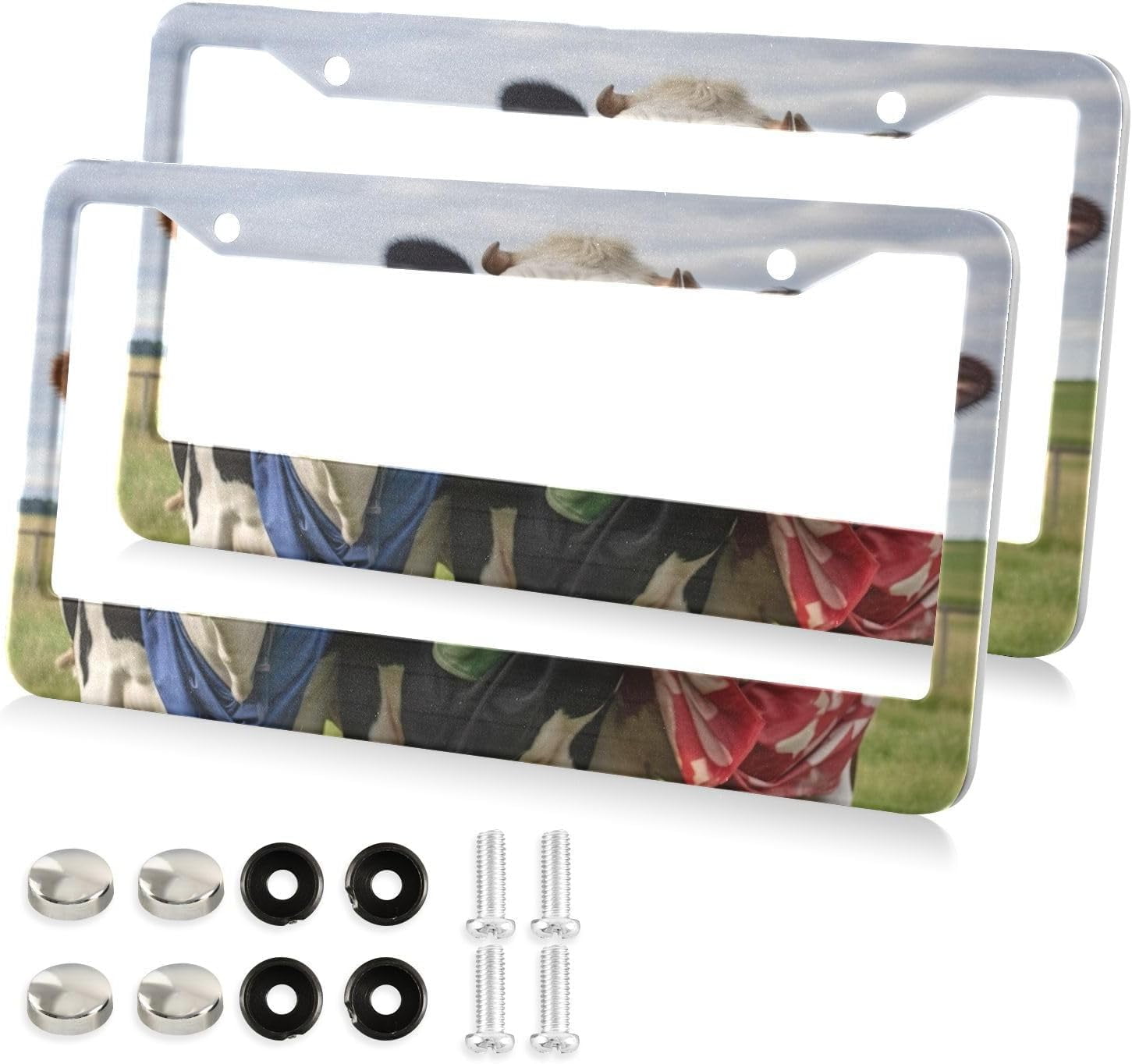 Funny Cows Pattern License Plate Frame, Aluminum Car Tag Frames, 2 Pack ...