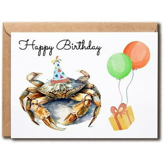 Funny Crab With Balloons Card - Pretty Crab Card - Hilarious Birthday ...