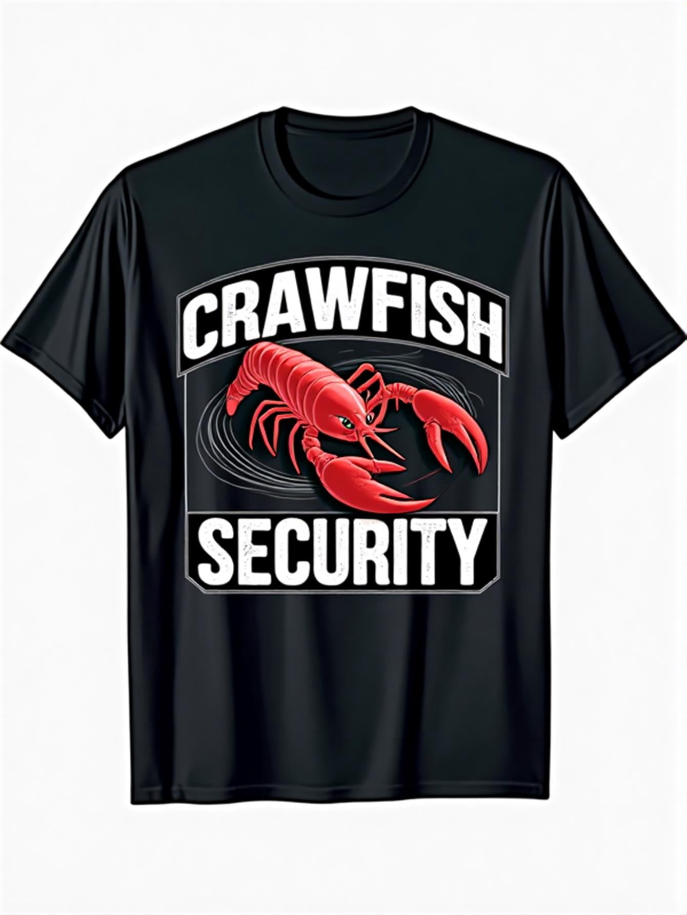 Funny Crawfish Security Graphic T-Shirt | Unique Seafood Boil Lover ...