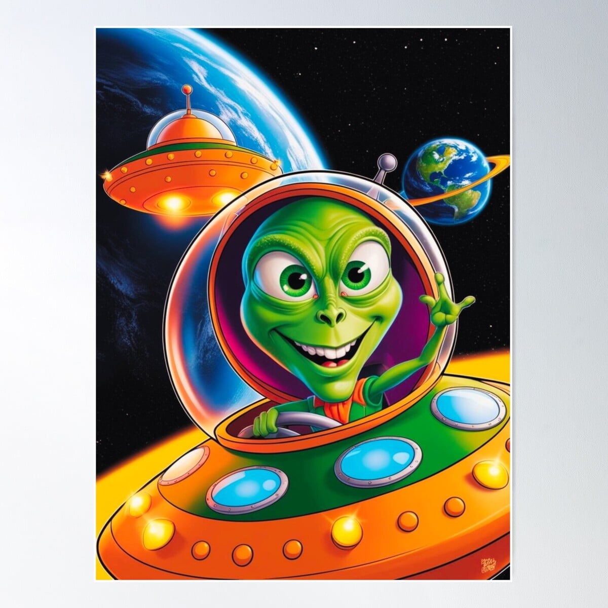 Funny Crazy Alien Poster Wall Art, Modern Wall Decor For Living Room ...