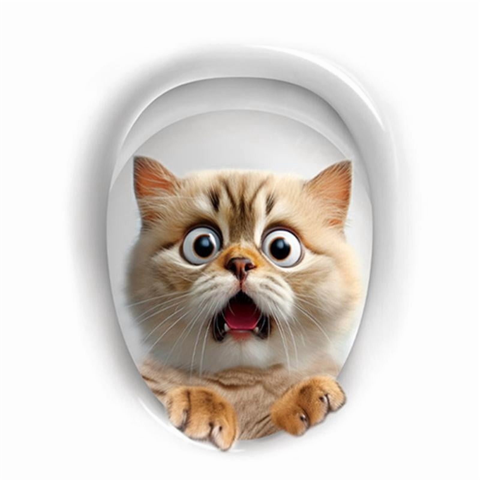 Funny Creative 3D Cat Toilet Stickers,Squirrel 3D Sticker for Toilet ...